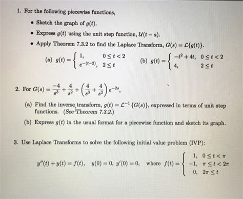Solved For The Following Piecewise Functions Sketch The Chegg