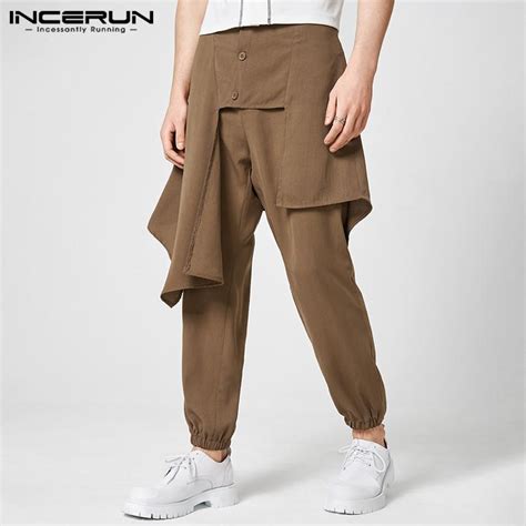 INCERUN Мужские весенние поддельные длинные брюки из двух частей ...