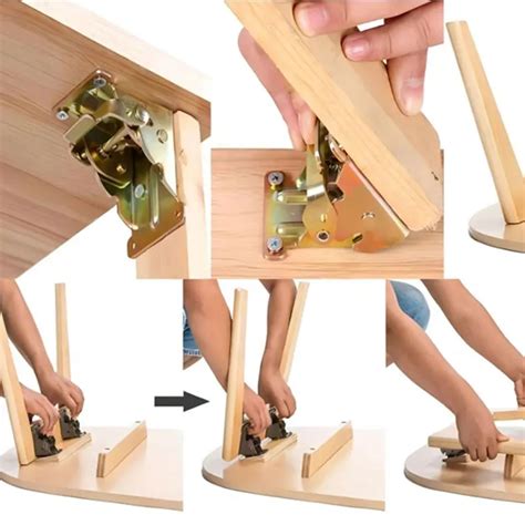 Iron Folding Hinge Table Leg Brackets For Chair Extension Tables Foldable Self Locking Fold Feet