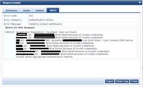 client auth failed error bind failed because of invalid credentials