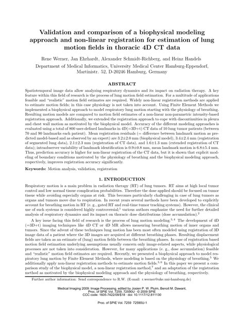 Pdf Validation And Comparison Of A Biophysical Modeling Approach And Non Linear Registration