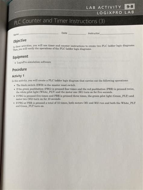 Solved Lab Activity 9 8 Logixpro Lab Plc Counter And Timer