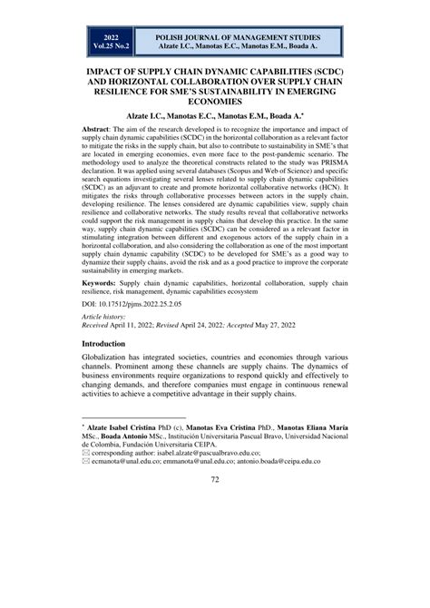 Pdf Impact Of Supply Chain Dynamic Capabilities Scdc And Horizontal