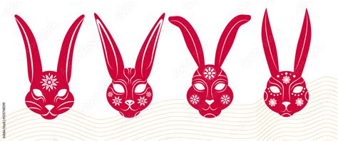 Rabbit Decorative Heads Symbols Of The 2023 Year Decorations For Chinese New Year Hare Heads