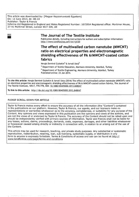 Pdf The Effect Of Multiwalled Carbon Nanotube Mwcnt Ratio On Electrical Properties And