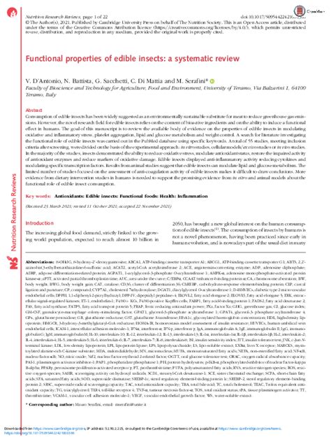 Pdf Functional Properties Of Edible Insects A Systematic Review