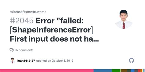 Error Failed ShapeInferenceError First Input Does Not Have Rank Issue Microsoft