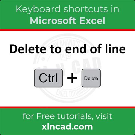 Excel Shortcut To Delete To End Of Line