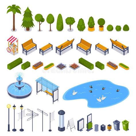 Isometric Vector Trees Elements Landscape Stock Illustrations 519 Isometric Vector Trees