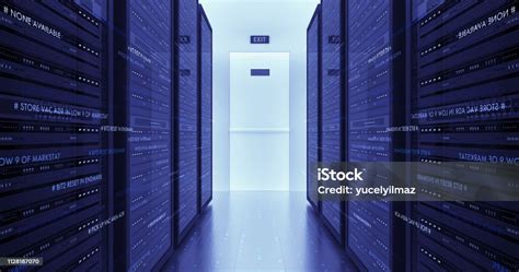 현대 서버 룸 환경입니다 컴퓨터 랙 주위입니다 미래 데이터 센터입니다 0명에 대한 스톡 사진 및 기타 이미지 0명 3차원 형태 4k해상도 Istock
