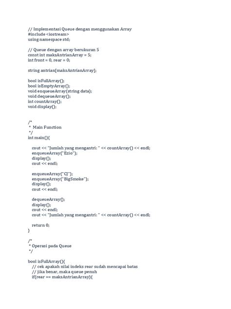 Implementasi Queue Dengan Menggunakan Array Pdf