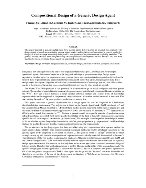 Pdf Compositional Design Of A Generic Design Agent