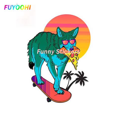 Fuyoohi Exteriorprotection Funny Stickers Vaporwave Coyote Cartoon