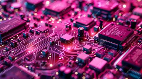 Premium Photo A Pink Circuit Board With The Red And Black Color Of The Circuit Board