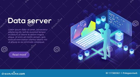 Hosting Server Isometric Vector Illustration Abstract 3d Datacenter Or