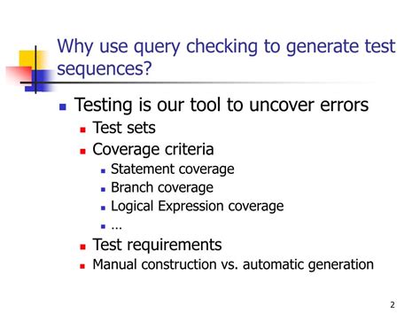 Ppt Using Query Checking To Generate Test Sequences Powerpoint