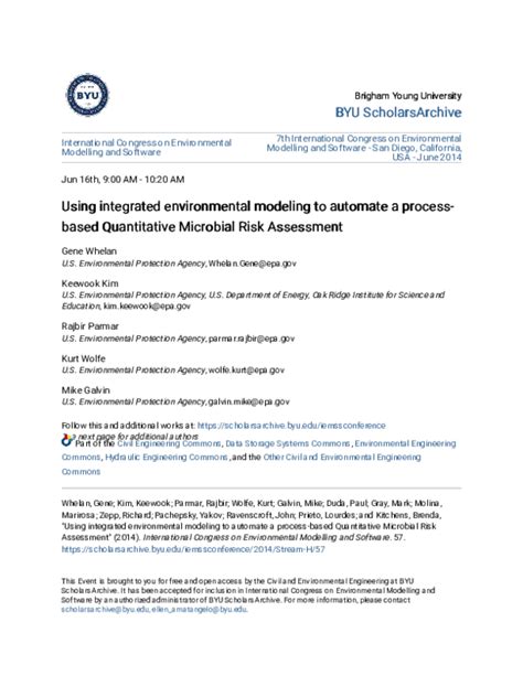 Pdf Using Integrated Environmental Modeling To Automate A Process Based Quantitative Microbial