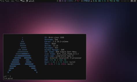 eee pc 701 arch linux dwm desktop