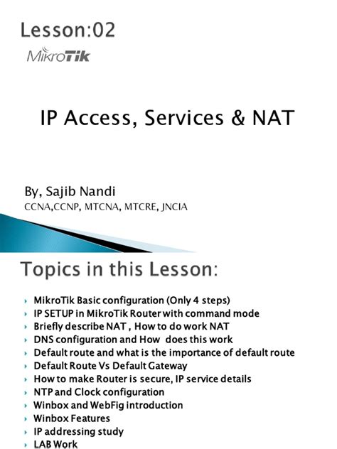 Mikrotik Lesson 02 Pdf Ip Address Router Computing