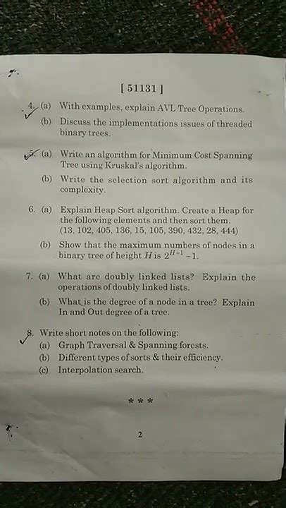 Mca 1st Semester 2022 Data Structures And Algorithms