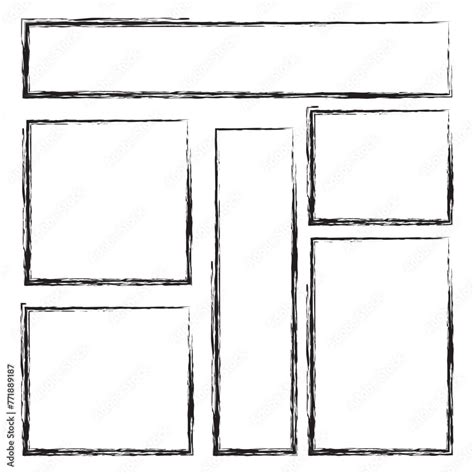 Sketch Doodle Border Frame Square Line Boarder Brush Strokes Shape