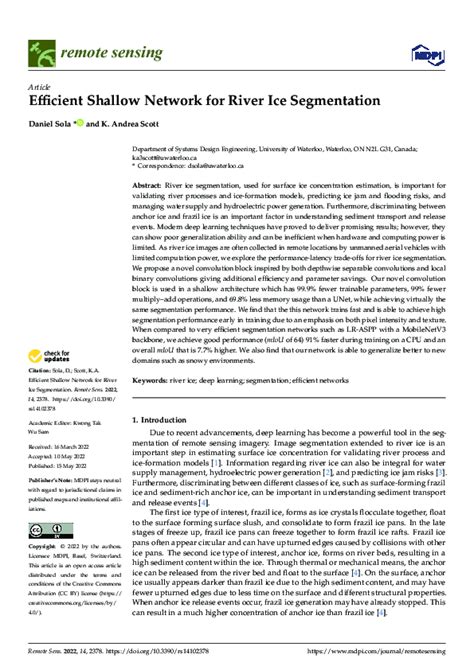 Pdf Efficient Shallow Network For River Ice Segmentation