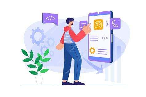 Premium Vector App Development Concept With People Scene Vector Illustration