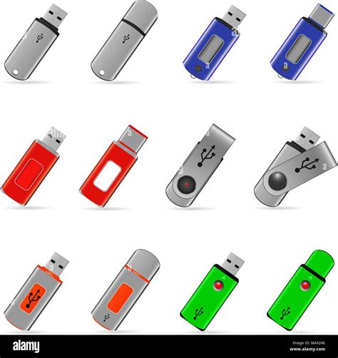Usb Flash Memory Icons Isolated On The White Background Vector Illustration Stock Vector Image