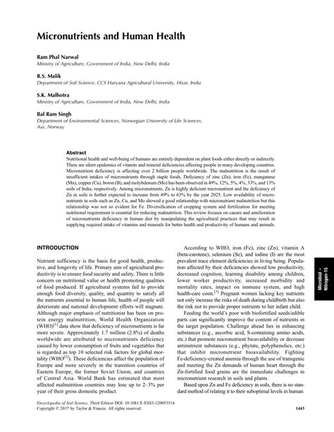 PDF Micronutrients And Human Health