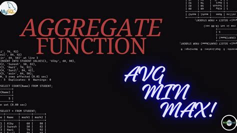 Implementation Of Aggregate Functions Sql Aggregate Functions Dbms