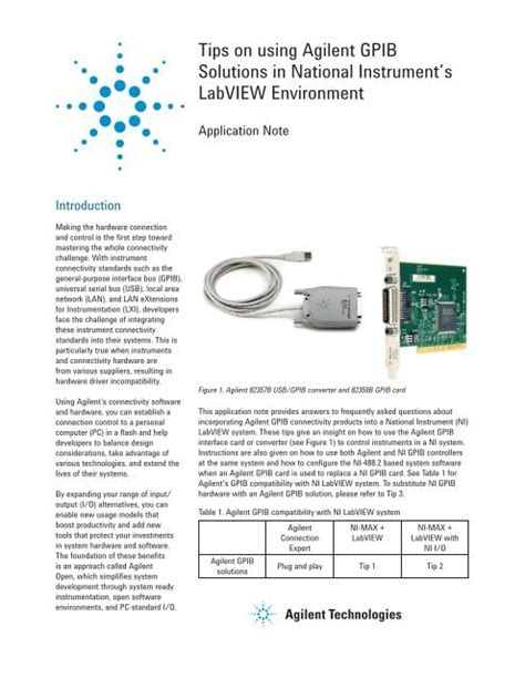 Tips On Using Agilent Gpib Solutions In National Instruments