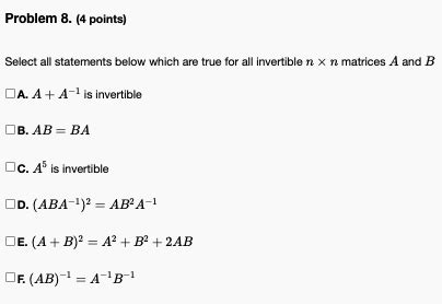Solved Problem 8. (4 points) Select all statements below | Chegg.com