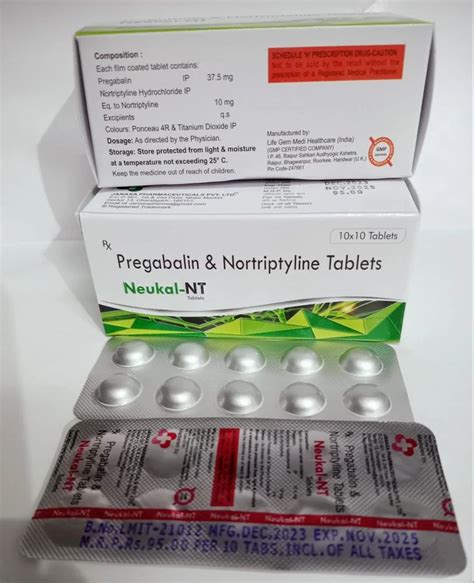 Pregabalin Nortriptyline Tablets Nervite Latest Price Manufacturers Suppliers