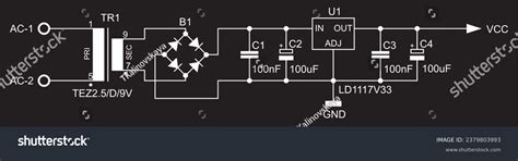 vector schematic diagram electronicdevice power supply stock vector