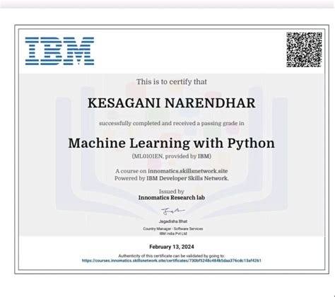 Kesagani Narendhar On Linkedin Machinelearning Python Certification Ibm