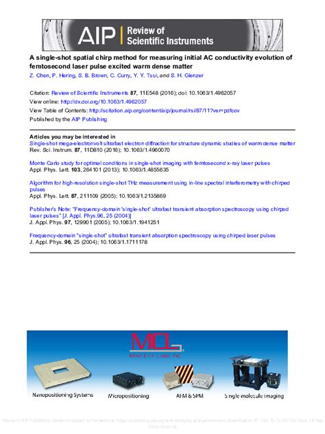 Pdf A Single Shot Spatial Chirp Method For Measuring Initial Ac Conductivity Evolution Of