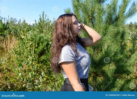 Russian Brunette Teenager Girl On The Nature Stock Image Image Of Cute Female