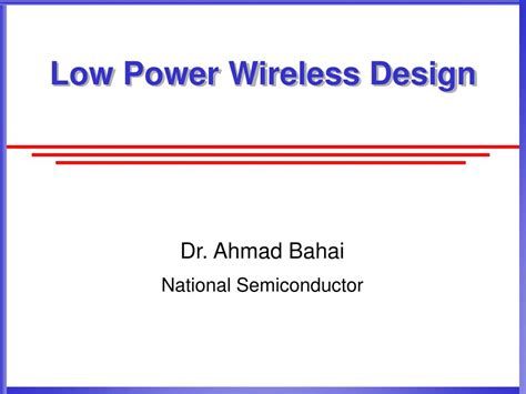 PPT Low Power Wireless Design PowerPoint Presentation Free Download ID 496951