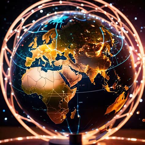 A Futuristic Digital Globe Showcasing Network Connections And Data