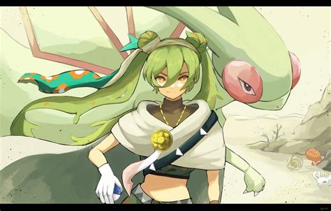 Hatsune Miku Flygon Trapinch And Ground Miku Pokemon And More Drawn By Ha Ru Danbooru