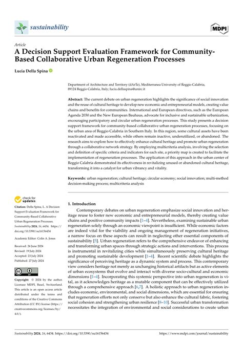 Pdf A Decision Support Evaluation Framework For Community Based Collaborative Urban