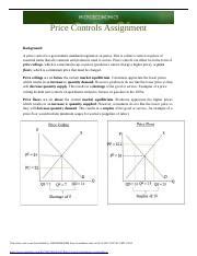 A Price Controls Assignment Docx Price Controls Assignment Background A Price Control