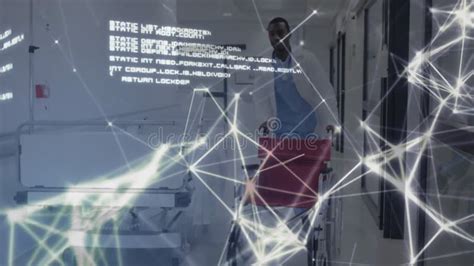 Animation Of Network Of Connections And Data Processing Over African