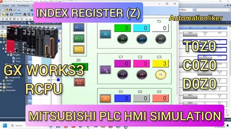 GX Works3 : Index Register (Z) Mitsubishi PLC Tutorial with HMI GT ...