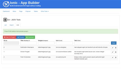 Ionic App Builder Ftepush