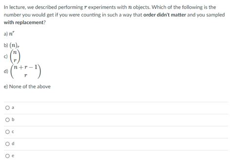 Solved In Lecture We Described Performing R Experiments Chegg Com
