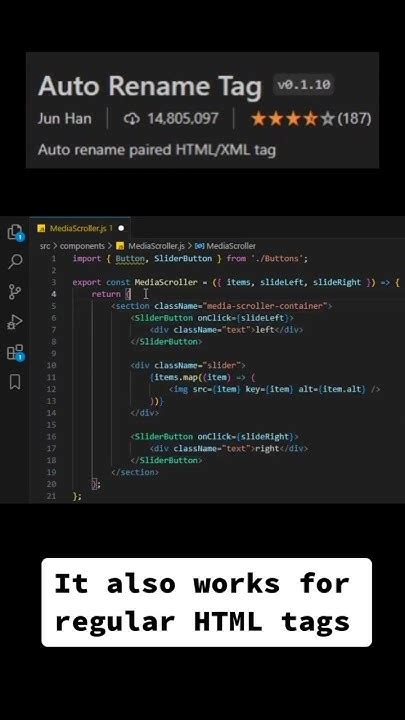 My Favourite Vs Code Extensions 01 Auto Rename Vscode Shorts Short Youtubeshorts Youtube