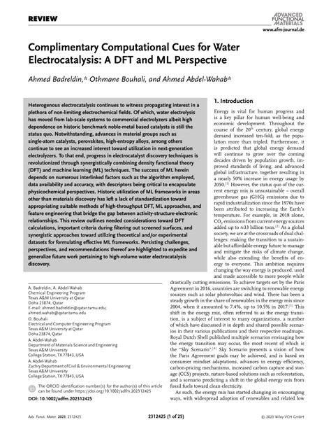 Complimentary Computational Cues For Water Electrocatalysis A Dft And