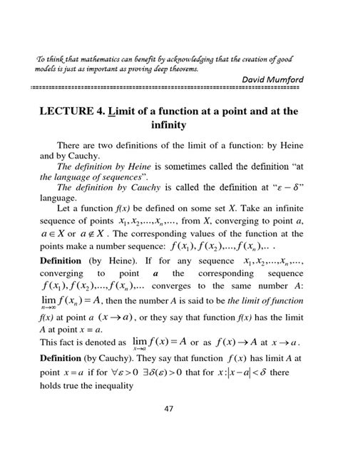 Lecture 4 Limit Of Function Pdf Limit Mathematics Sequence