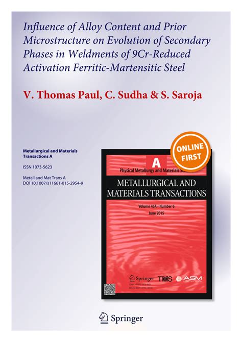 Pdf Influence Of Alloy Content And Prior Microstructure On Evolution